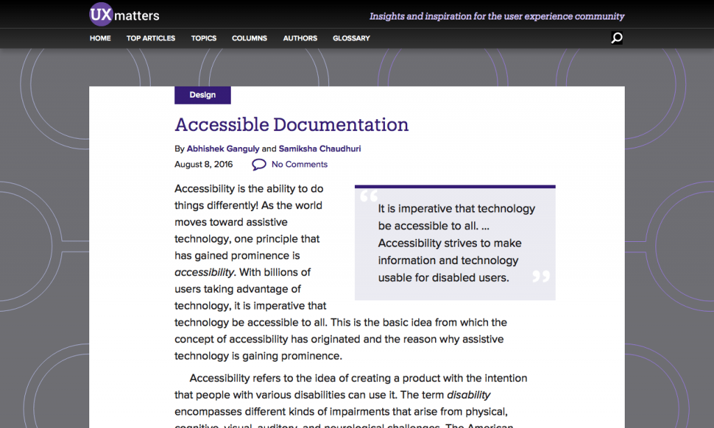 Accessible Documentation - UXmatters - DocToolHub