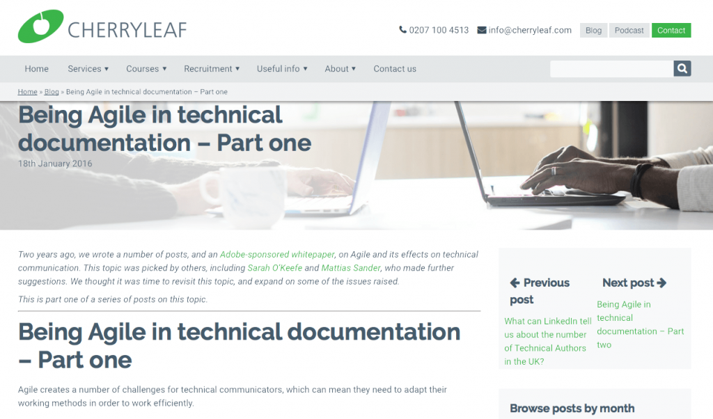 Being Agile in Technical Documentation - Cherryleaf - DocToolHub