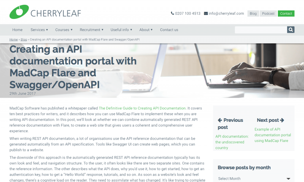 Creating an API documentation portal with MadCap Flare and Swagger/OpenAPI - Cherryleaf - DocToolHub