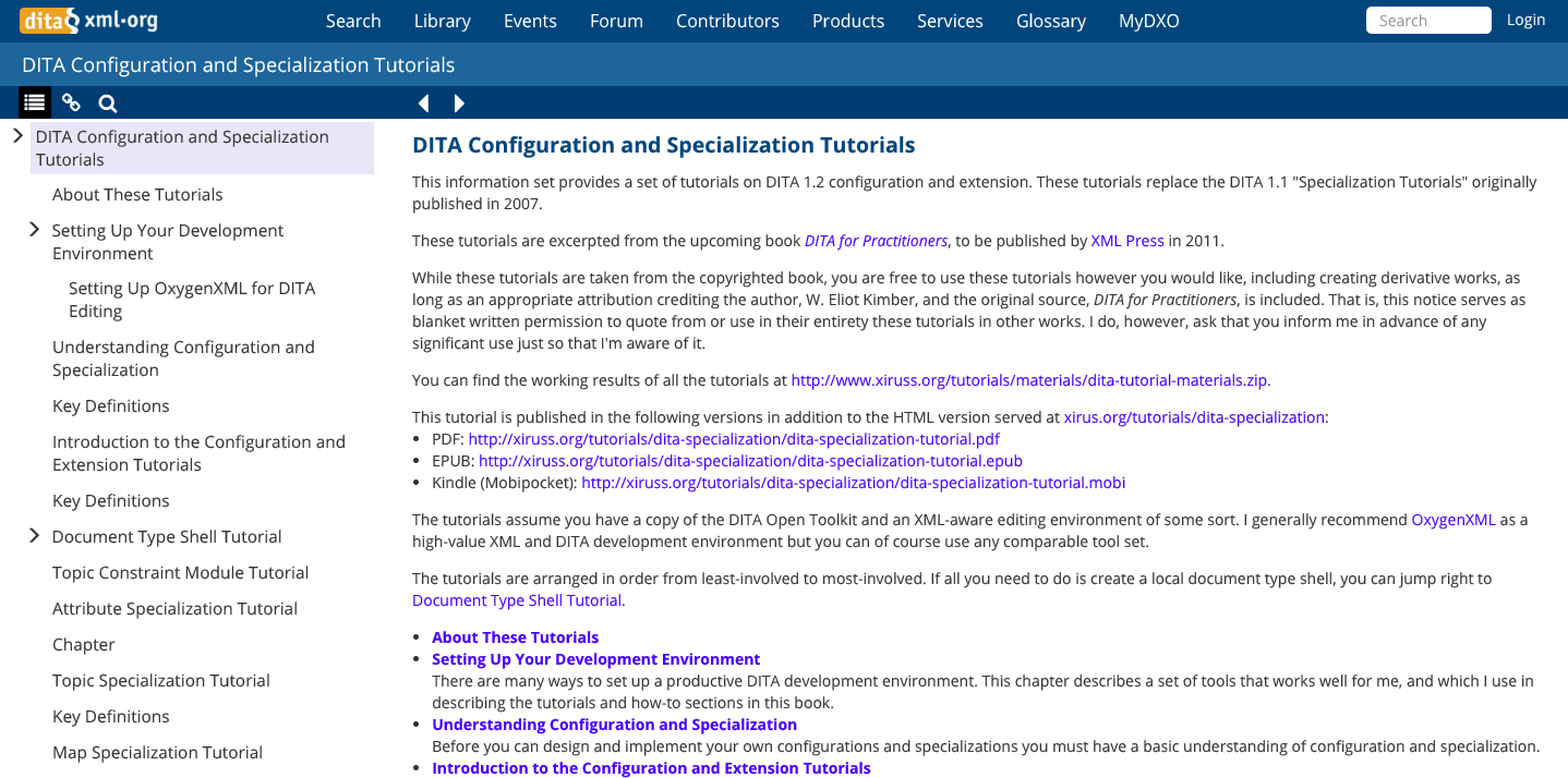 DITA Configuration and Specialization Tutorials - DITA.XML.org - DocToolHub