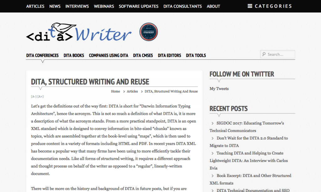 DITA, Structured Writing, and Reuse - DITAWriter - DocToolHub
