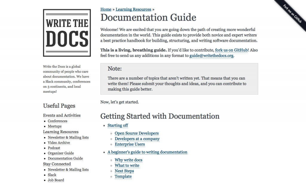 Documentation Guide - WritetheDocs.org - DocToolHub