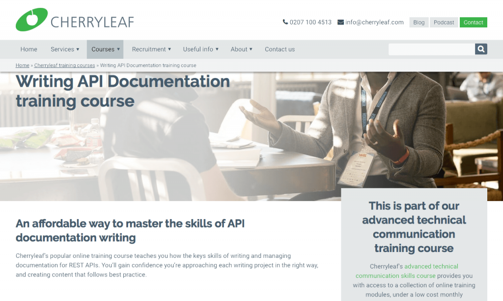 Documenting APIs Training Course - Cherryleaf - DocToolHub