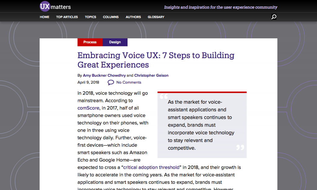 Embracing Voice UX: 7 Steps to Building Great Experiences - UXmatters ...
