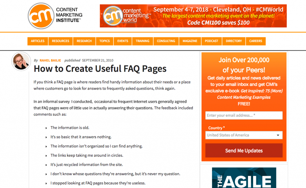 How to Create Useful FAQ Pages - Content Marketing Institute - DocToolHub