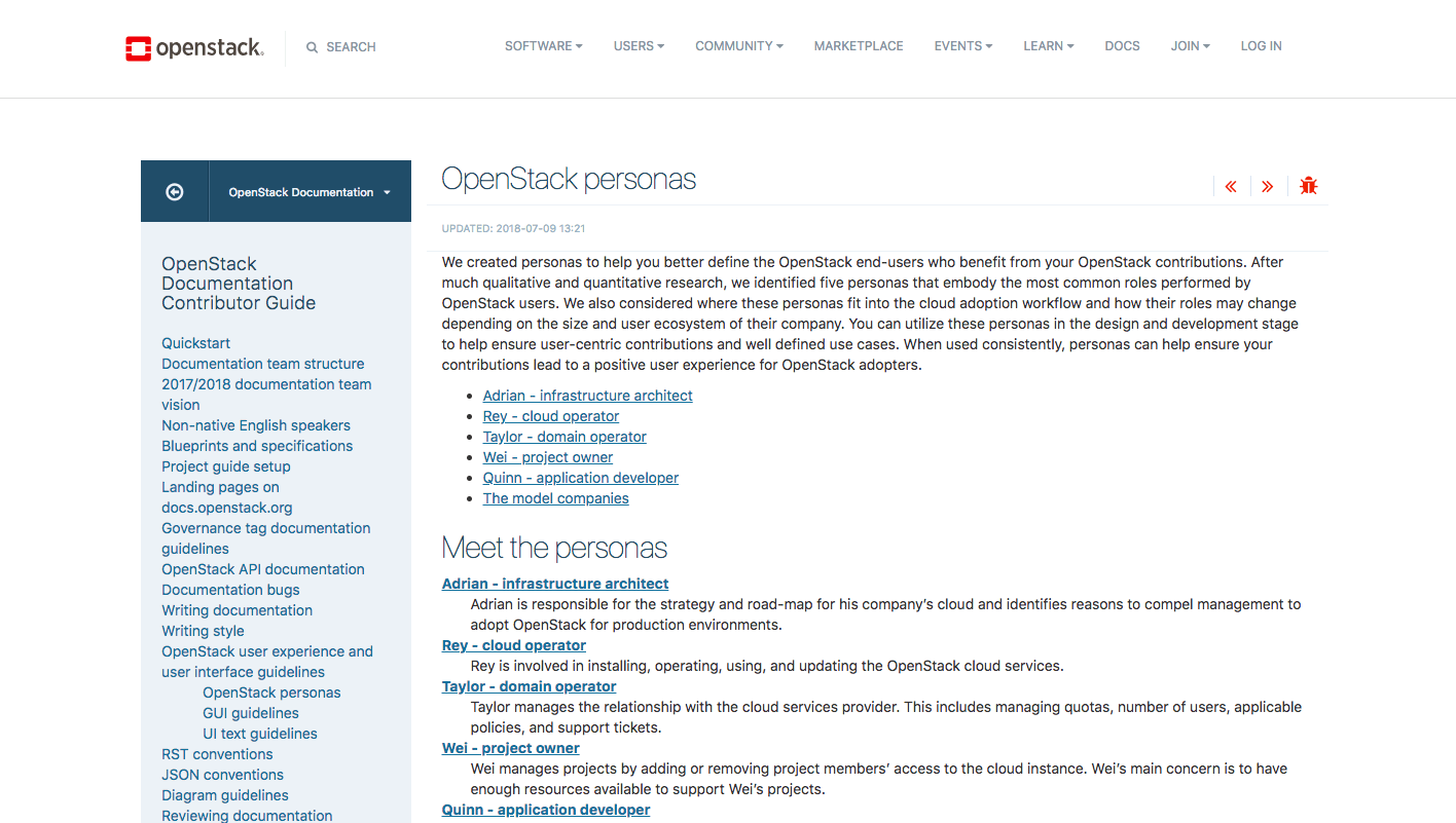 OpenStack Personas - OpenStack.org - DocToolHub