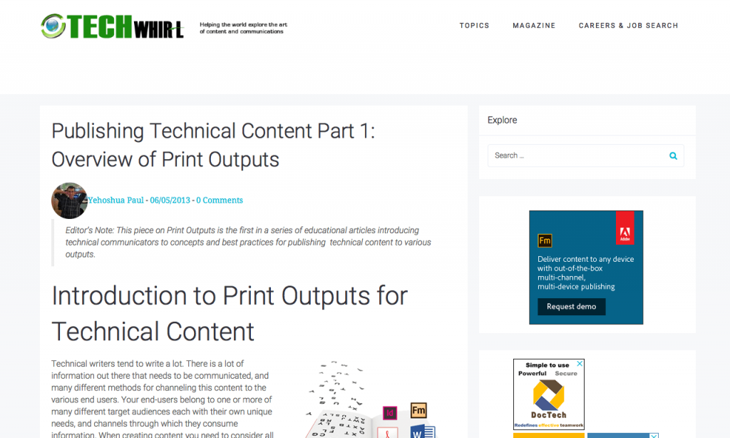 Publishing Technical Content: Overview of Print Outputs - TechWhirl ...