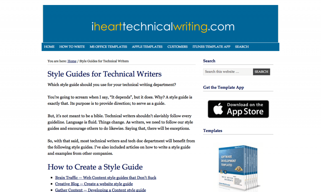 Style Guides for Technical Writers - I Heart Technical Writing - DocToolHub