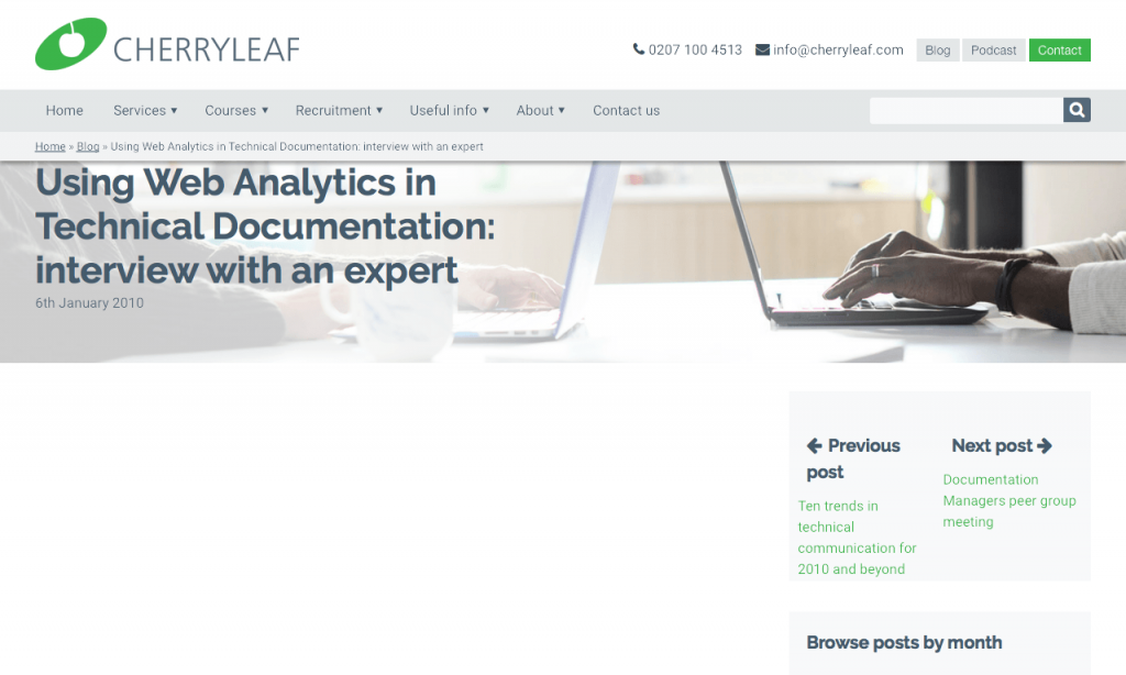 Using Web Analytics in Technical Documentation - Cherryleaf - DocToolHub