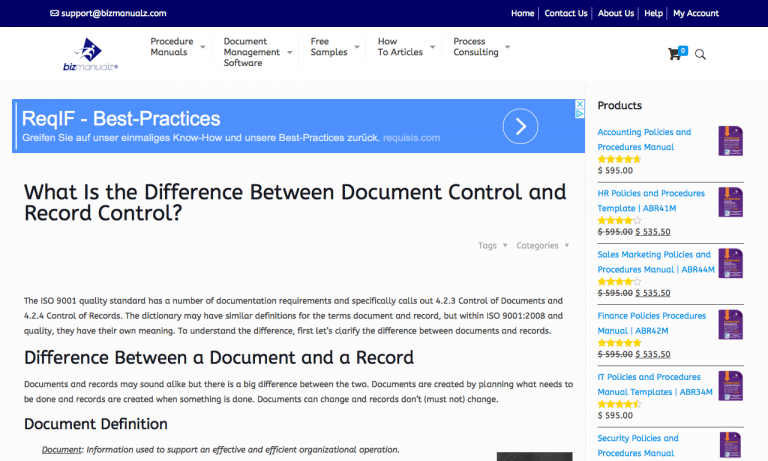What Is the Difference Between Document Control and Record Control? - Bizmanual - DocToolHub