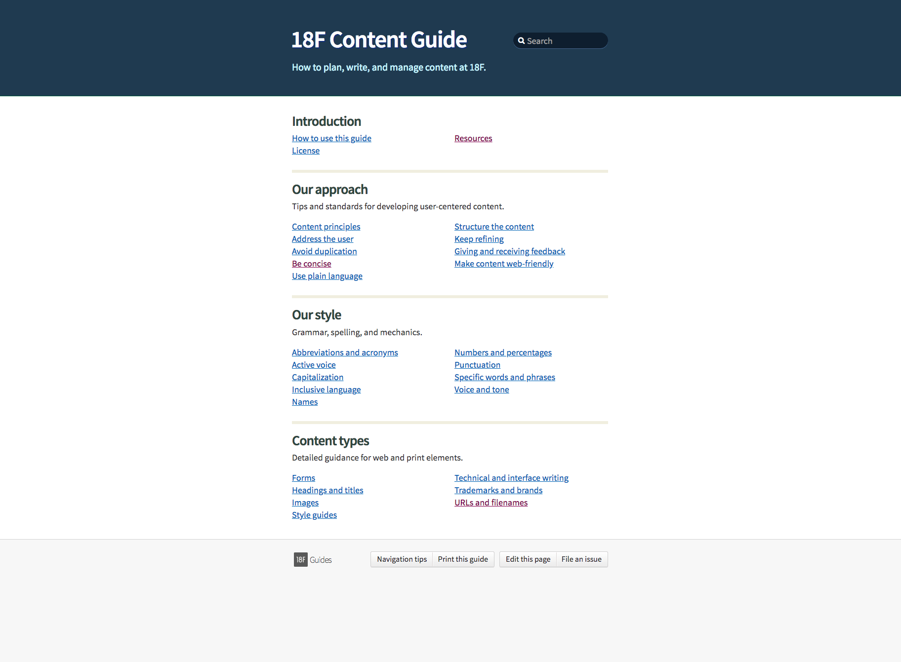 18F Content Guide - DocToolHub