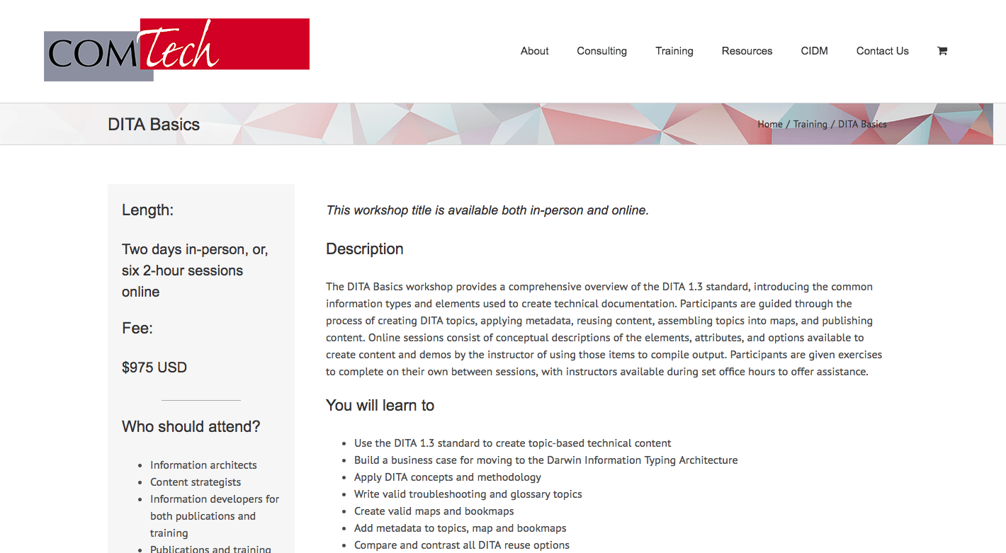 DITA Basics - ComTech - DocToolHub