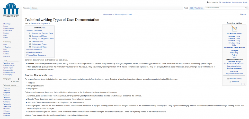 Technical Writing: Types of User Documentation - Wikiversity - DocToolHub